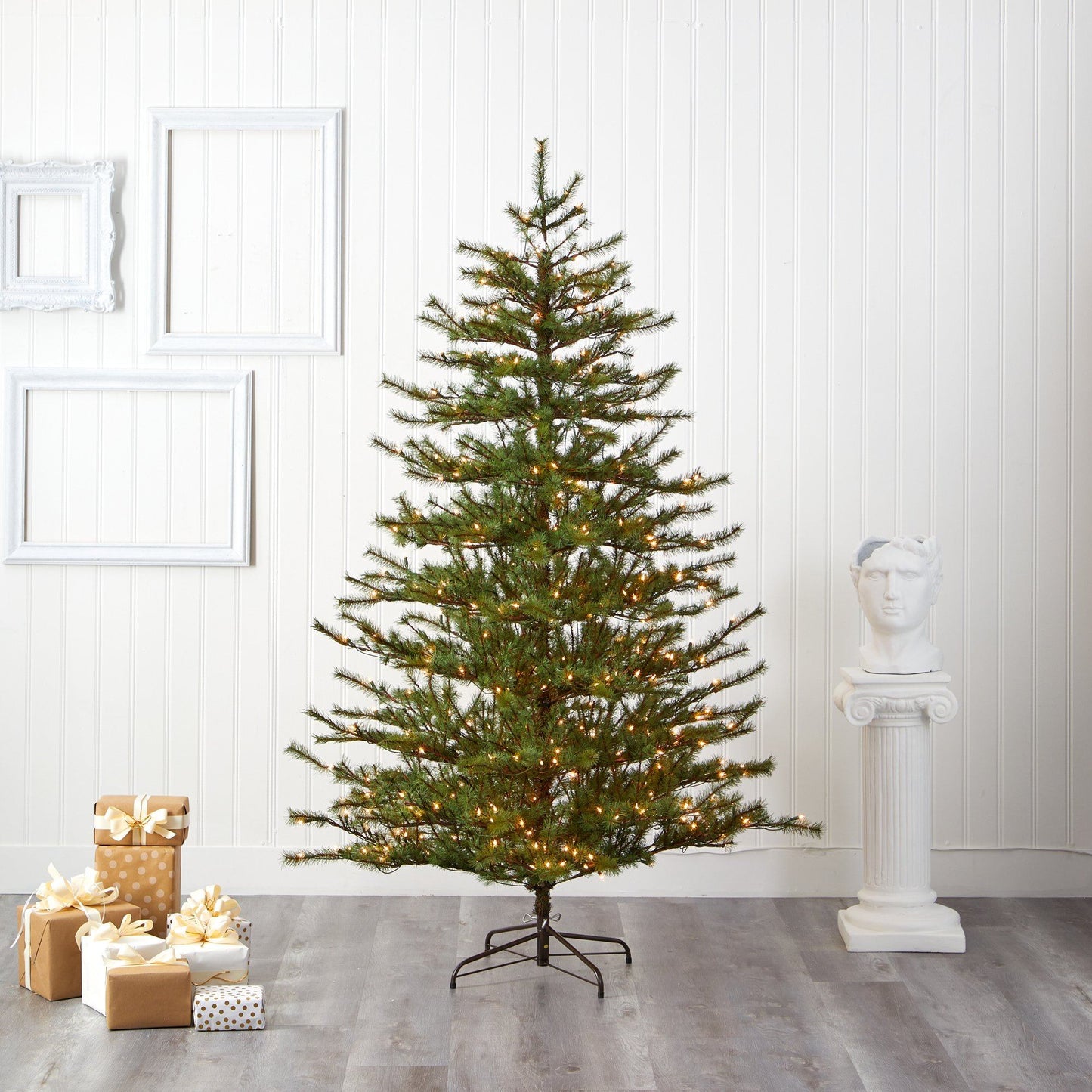 7’ Vancouver Mountain Pine Artificial Christmas Tree with 450 Clear ...