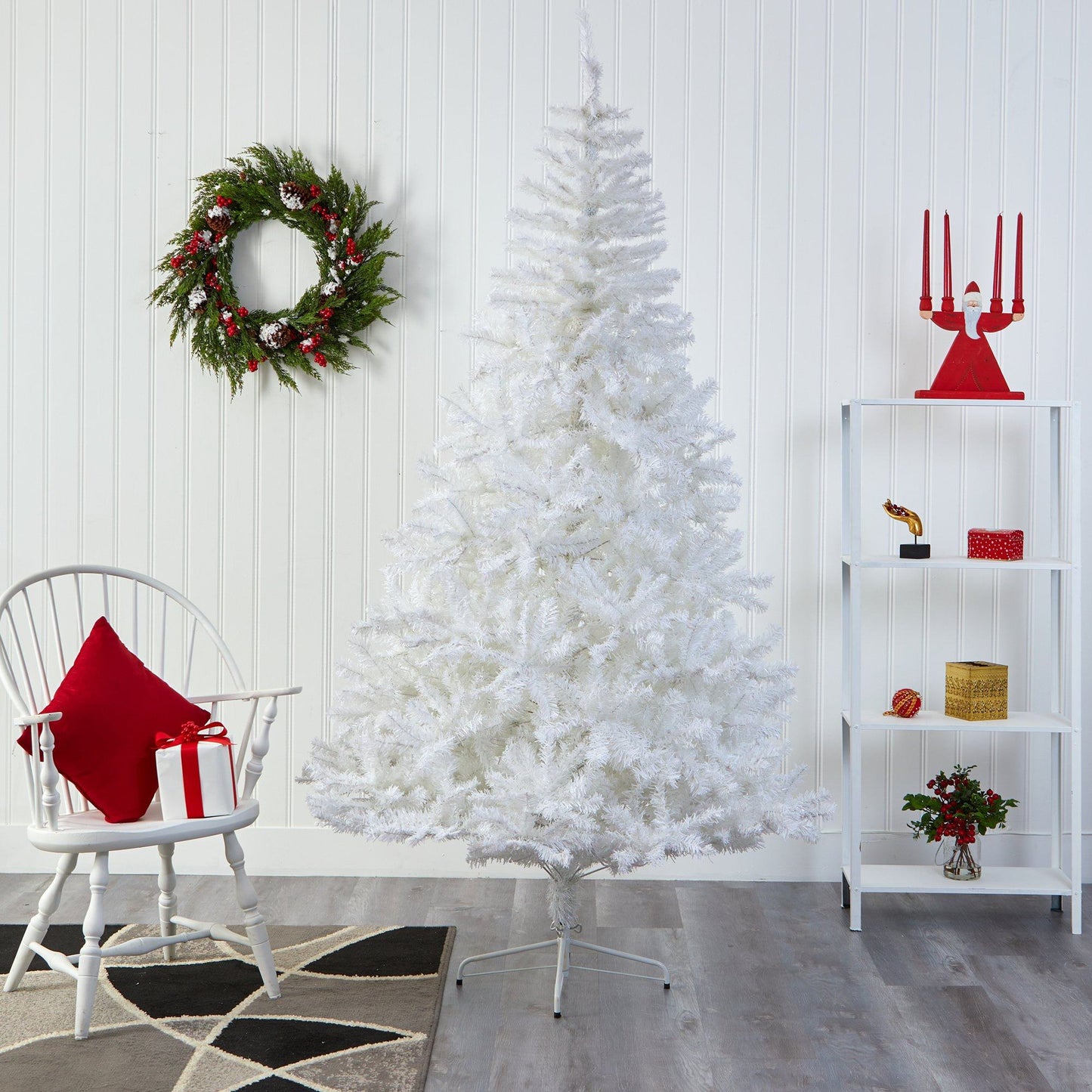 7' White Artificial Christmas Tree with 1000 Bendable Branches | Nearly ...