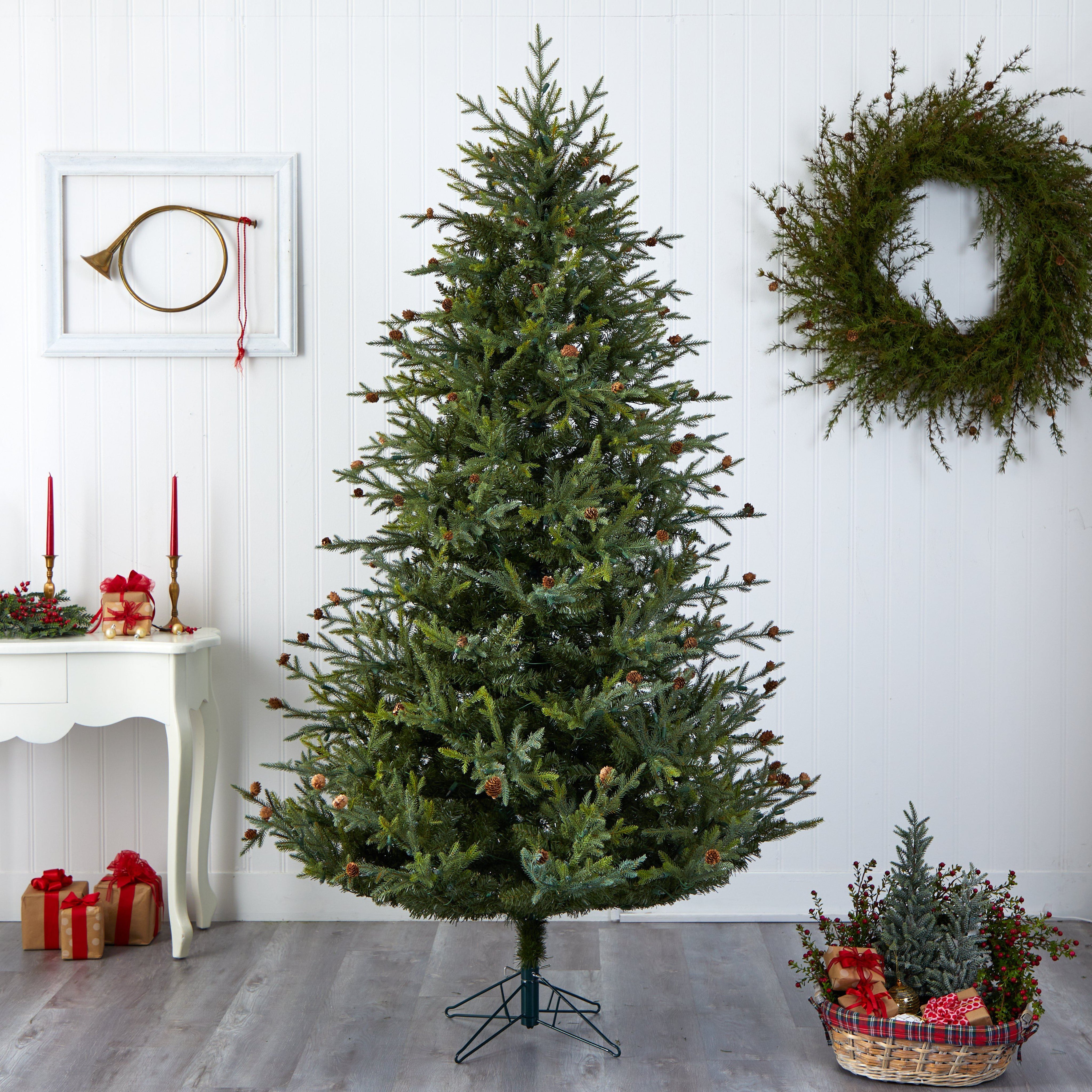 7.5’ Classic Pine & Pine Cone Christmas Tree | Nearly Natural