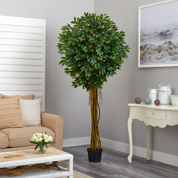 7.5' Ficus Tree UV Resistant (Indoor/Outdoor) | Nearly Natural