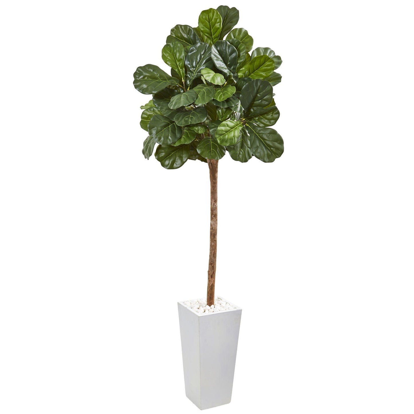 75” Fiddle Leaf Fig Artificial Tree in White Planter | Nearly Natural