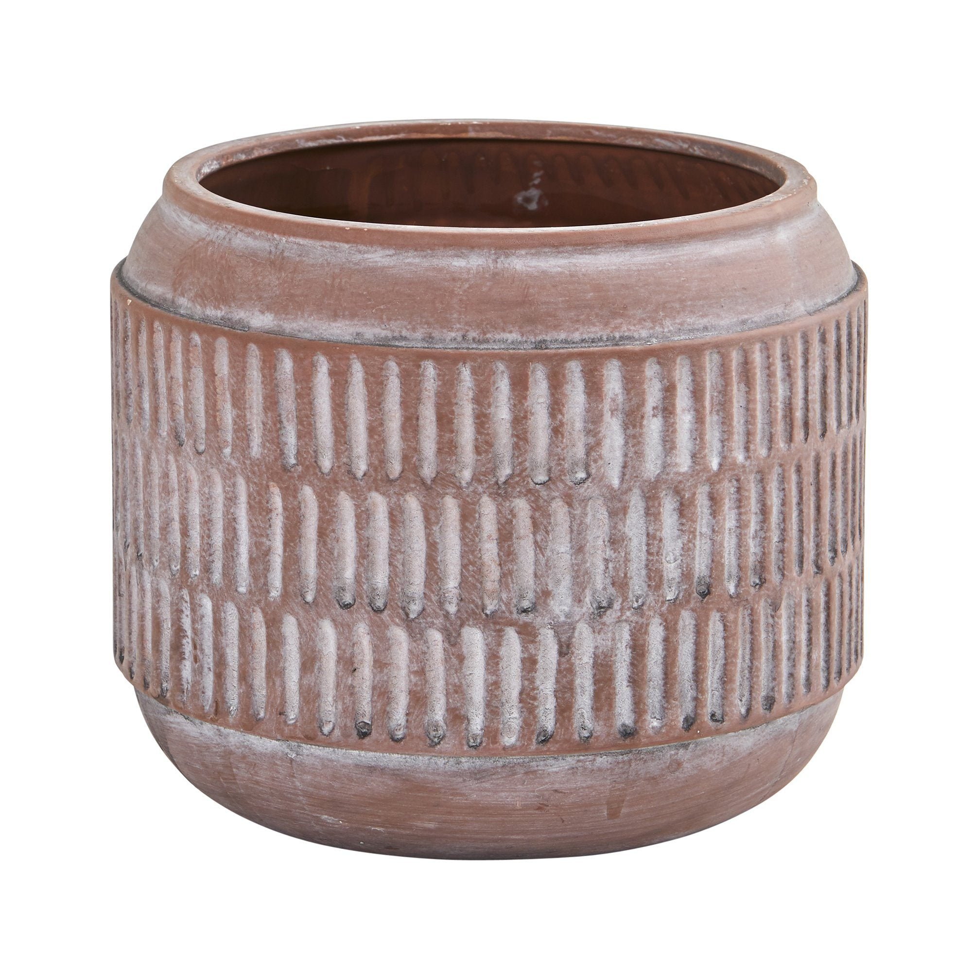 8” Boho Chic Ceramic Embossed Planter | Nearly Natural