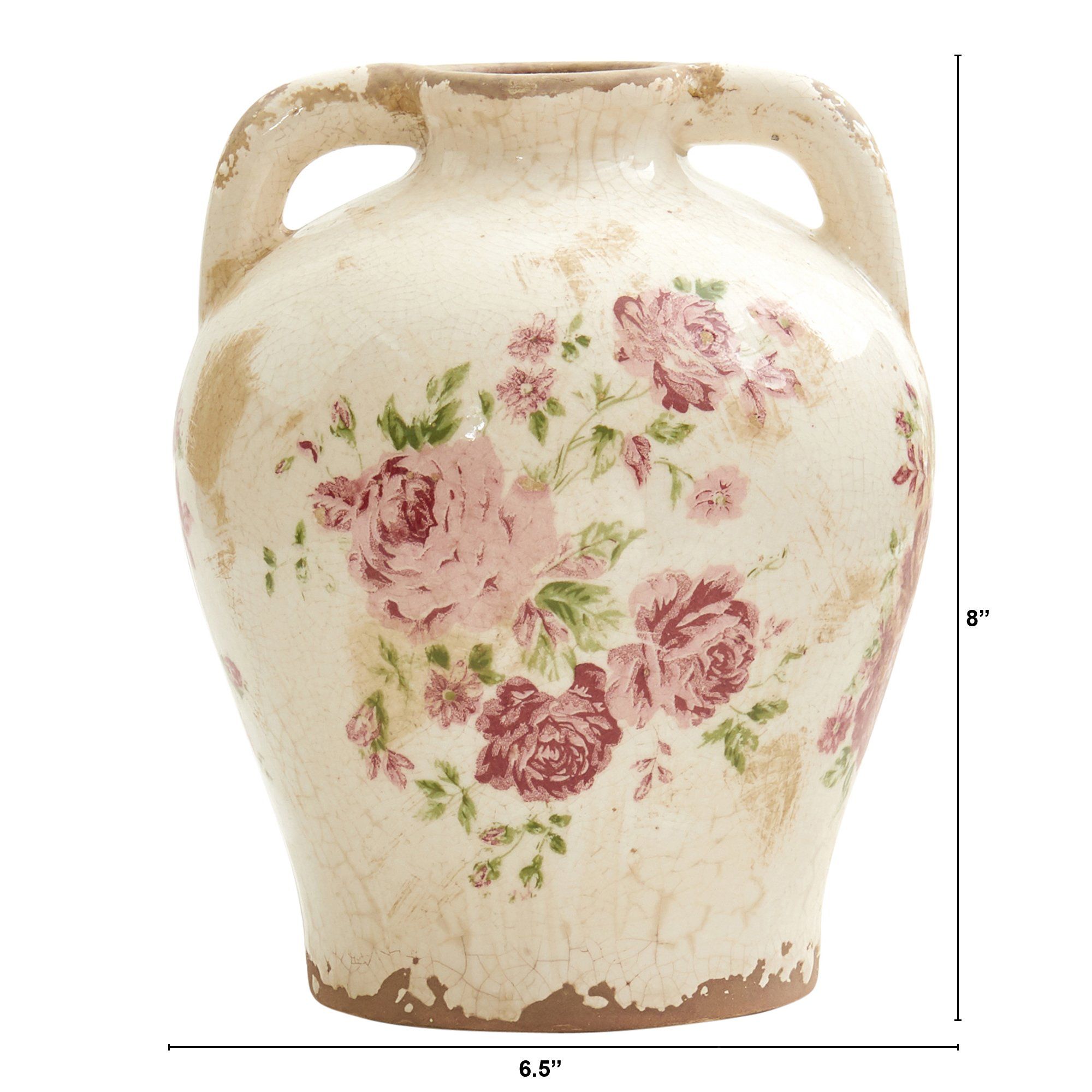 8” Tuscan Ceramic Floral Print Vase | Nearly Natural