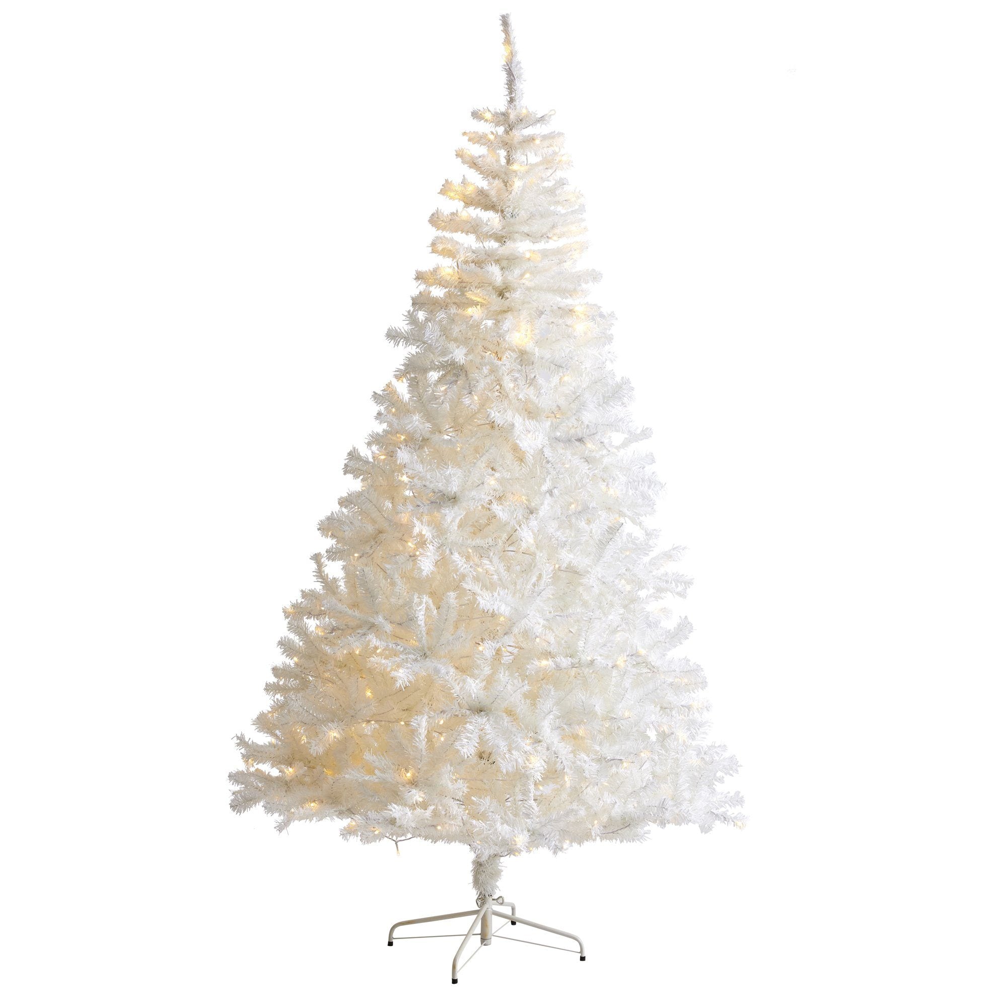 8' White Artificial Christmas Tree with 1500 Bendable Branches and 450 ...