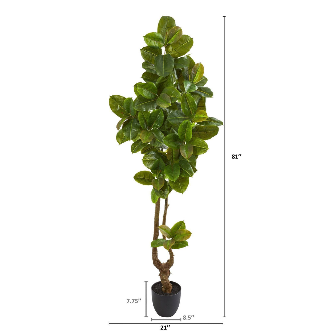81” Rubber Leaf Artificial Tree (Real Touch) | Nearly Natural