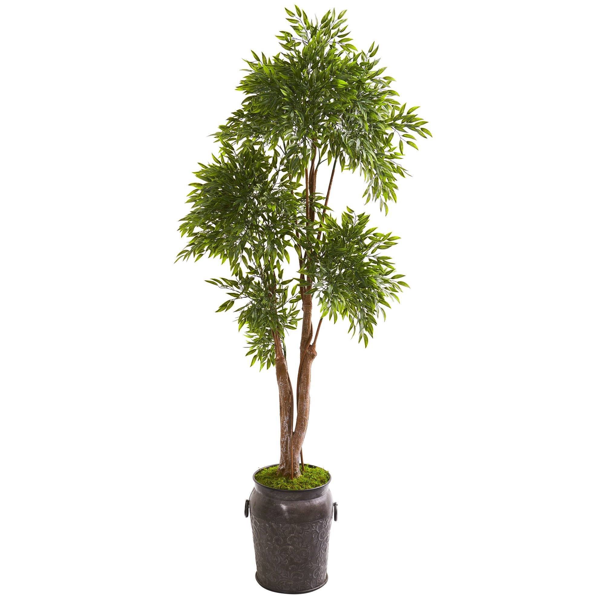 82” Ruscus Artificial Tree in Planter UV Resistant (Indoor/Outdoor ...