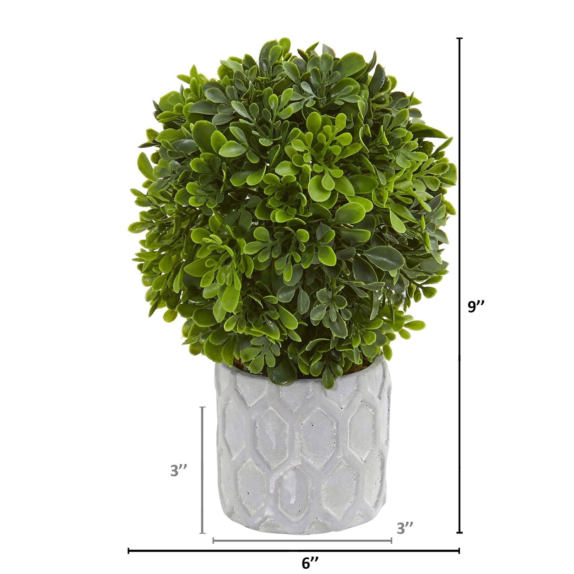 9” Boxwood Artificial Mini Topiary (Set of 3) | Nearly Natural