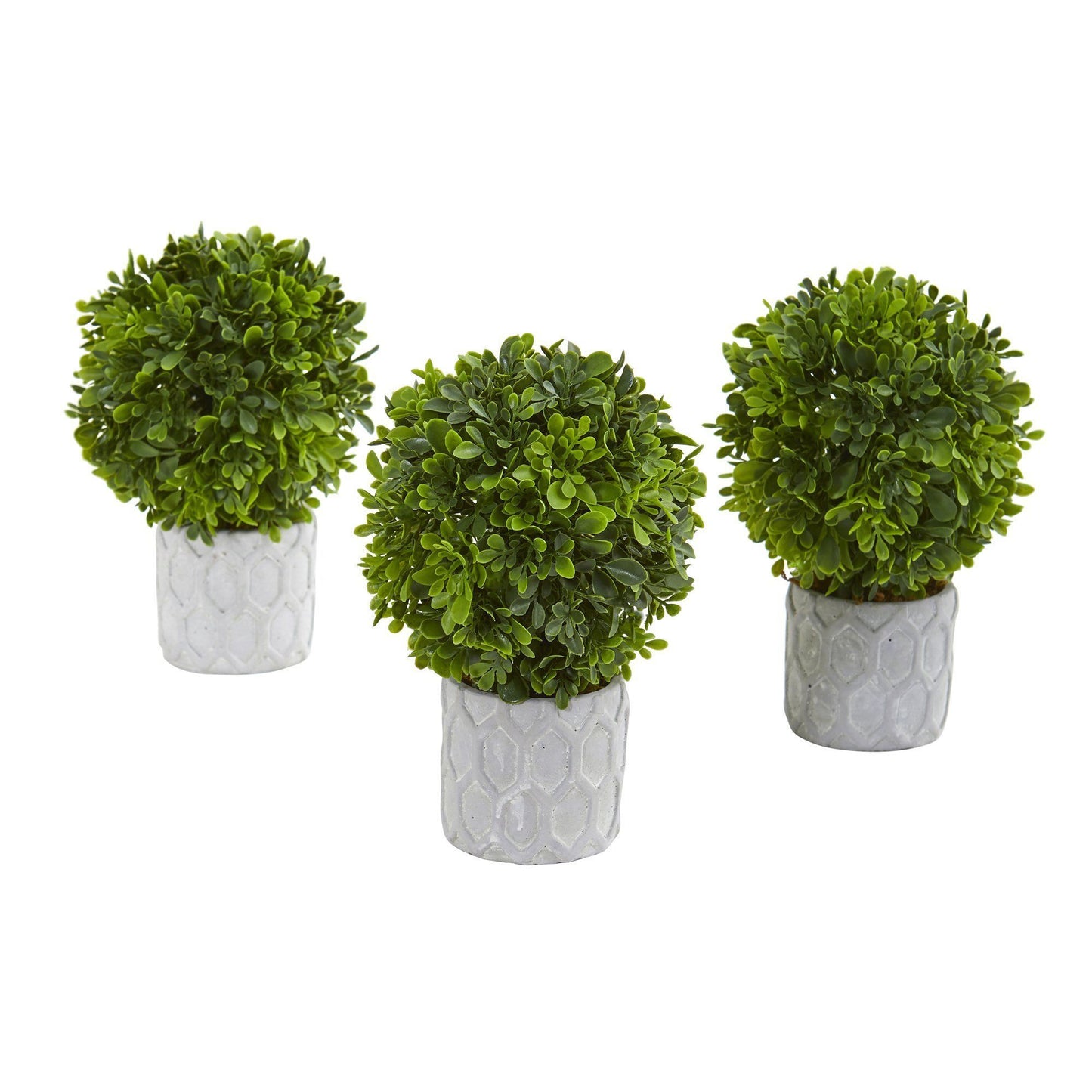 9” Boxwood Artificial Mini Topiary (Set of 3) | Nearly Natural