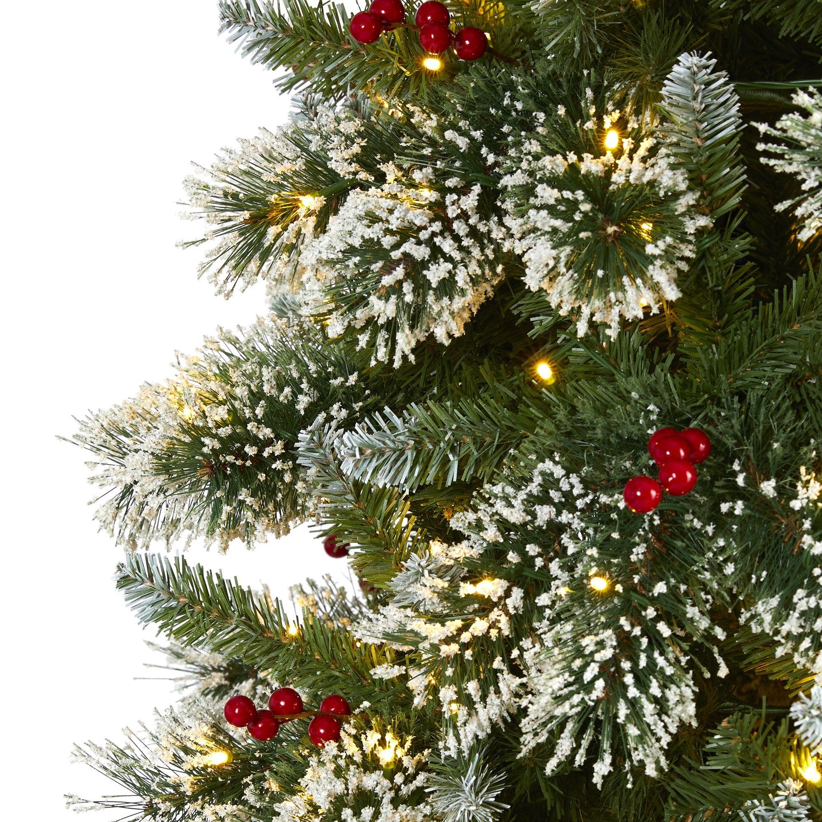 9’ Frosted Swiss Pine Artificial Christmas Tree with 700 Clear LED ...
