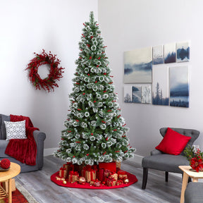 9’ Frosted Swiss Pine Artificial Christmas Tree with 700 Clear LED ...