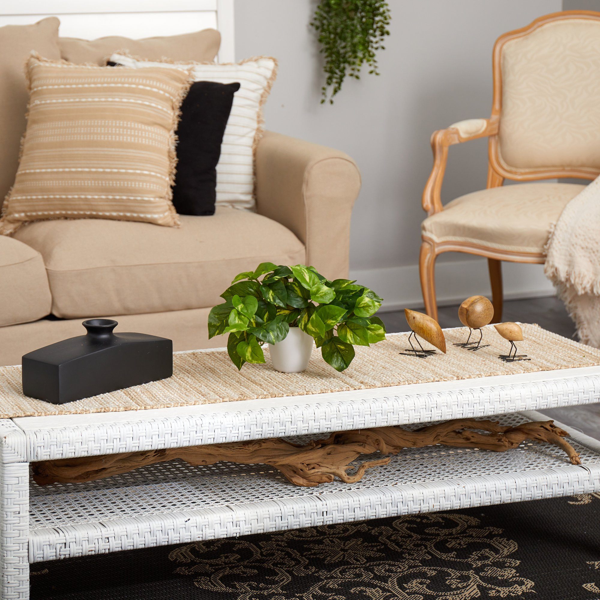 9" Artificial "Real Touch" Pothos in White Planter | Nearly Natural