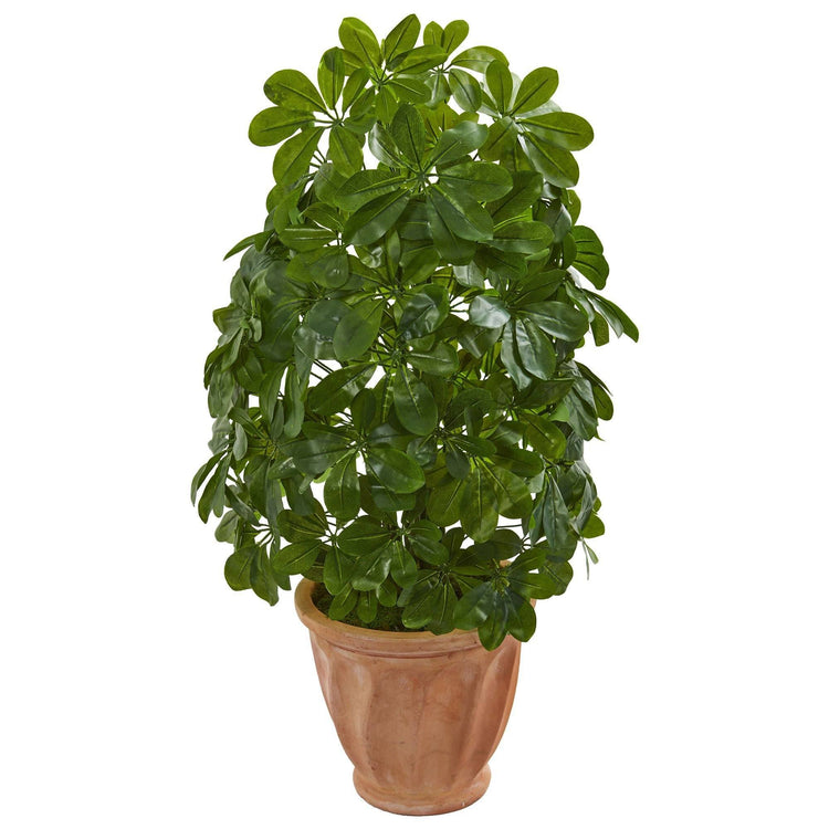 Baby Schefflera Artificial Plant in Terra Cotta Planter (Real Touch ...