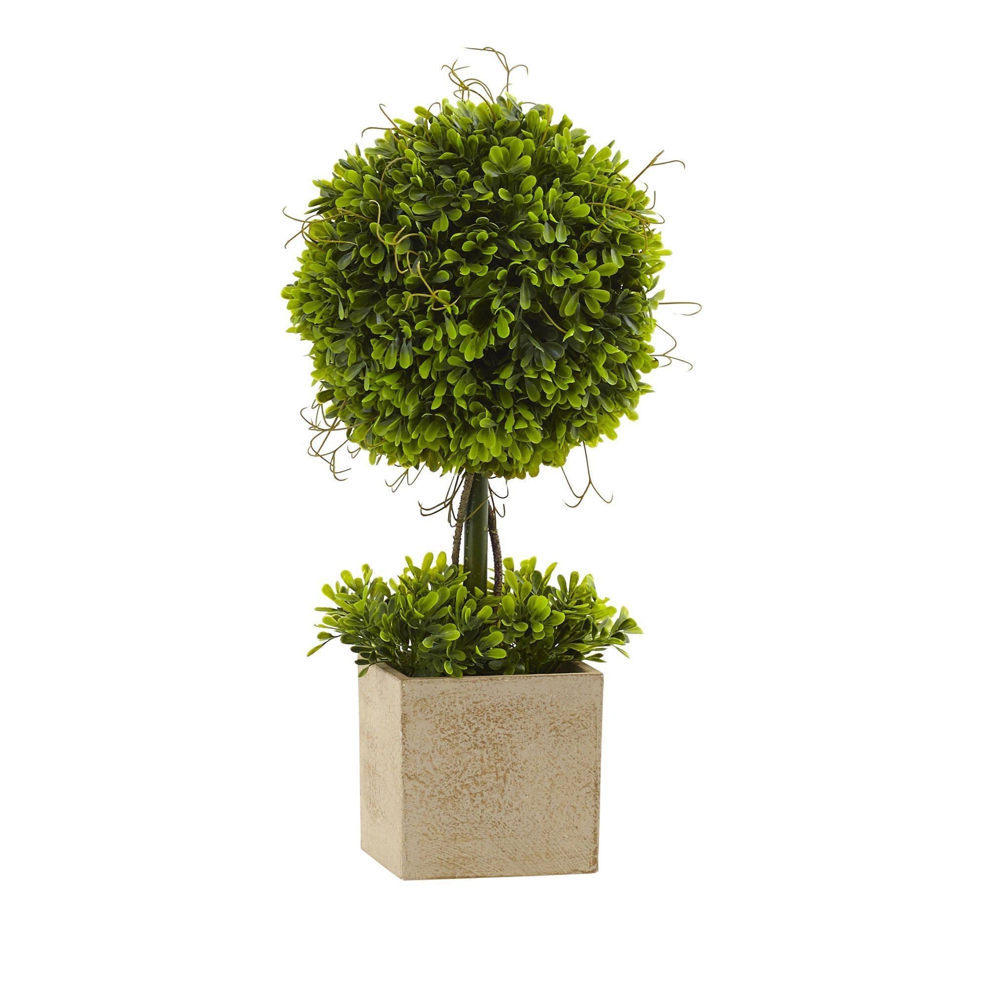 Boxwood Topiary w/Planter (Set of 2) | Nearly Natural