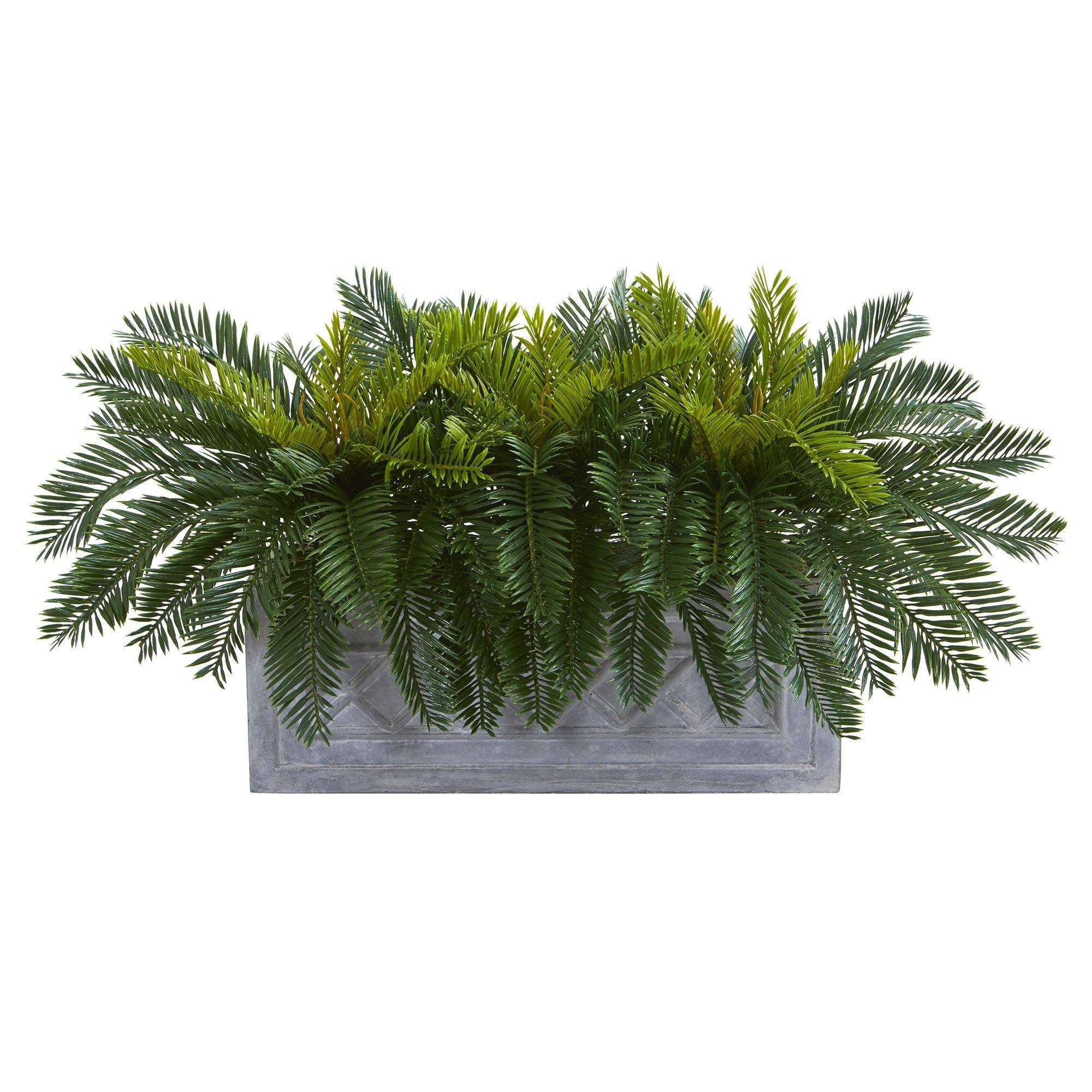 Cycas Aritificial Plant in Stone Planter | Nearly Natural