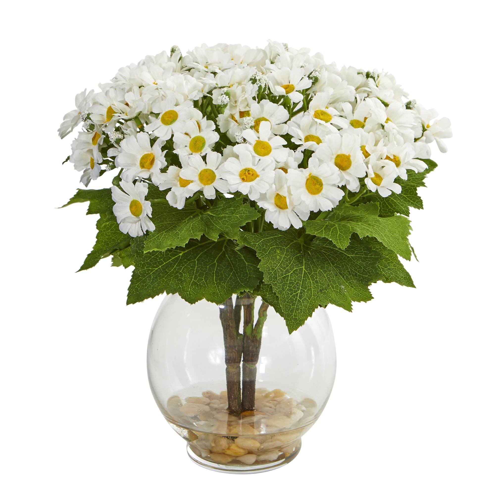 Daisy Artificial Arrangement in Fluted Vase 1839 Nearly Natural
