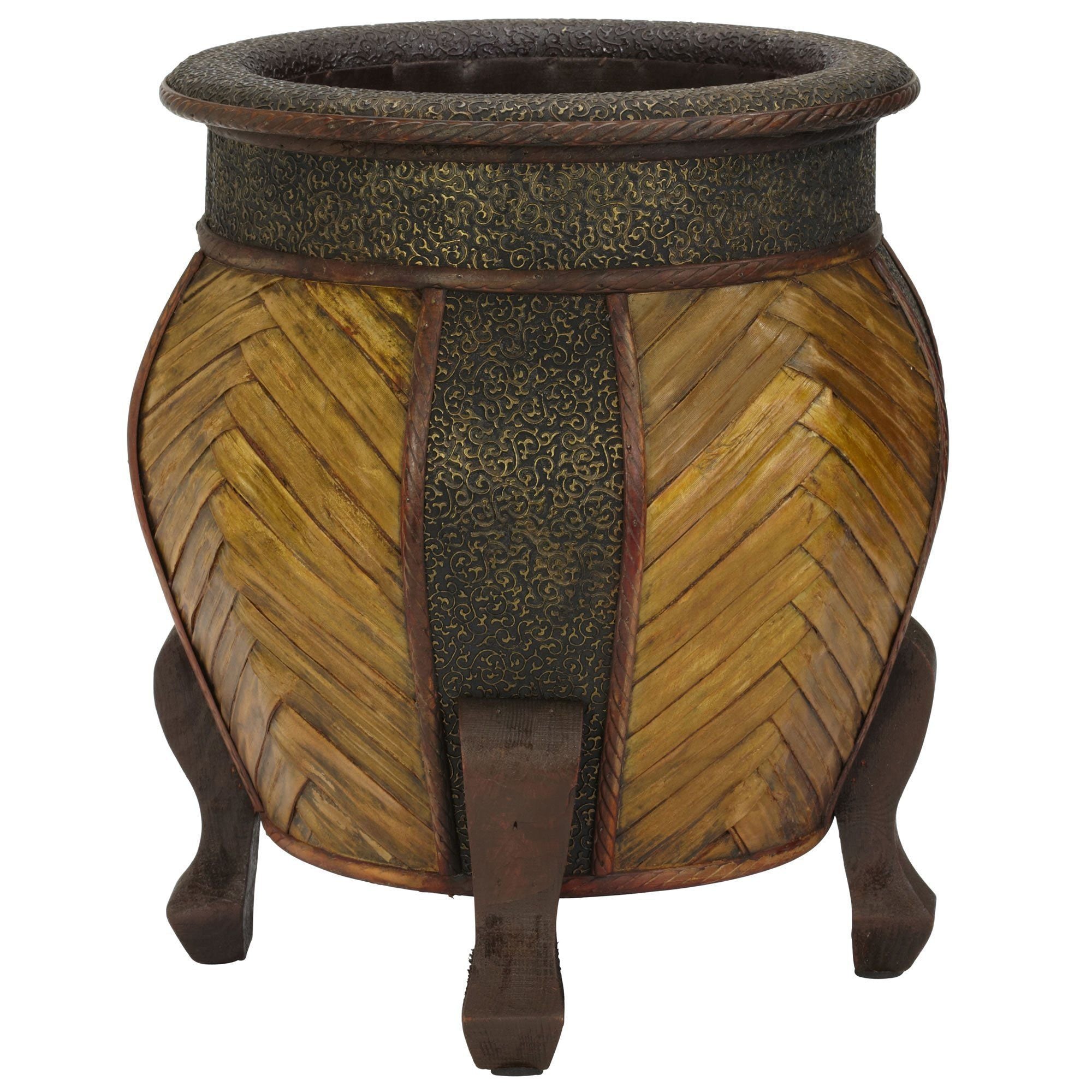 Decorative Rounded Wood Planters (Set of 2) | Nearly Natural