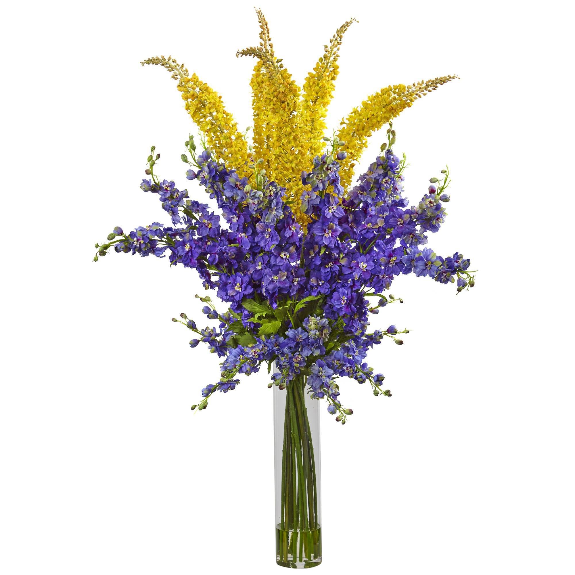 Delphinium & Foxtail Silk Floral Arrangement 1423 Nearly Natural