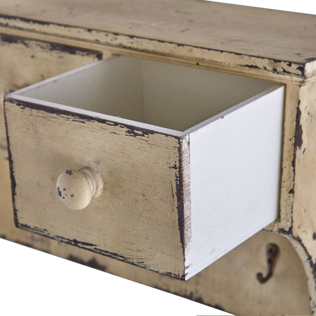 Distressed Wooden Shelf with Drawers and Hooks | Nearly Natural