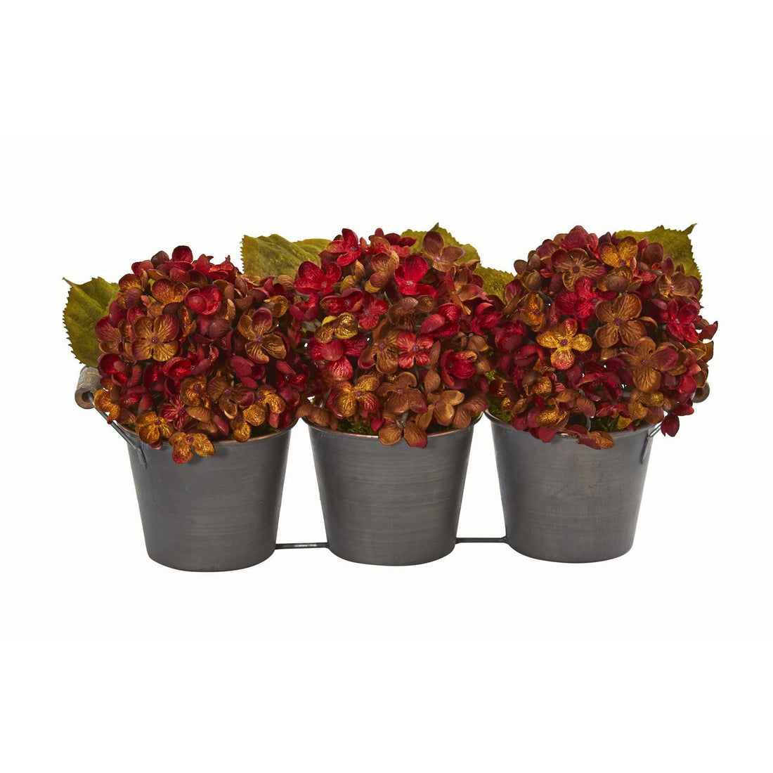 Fall Hydrangea Artificial Arrangement in Metal Planter 1887 Nearly Natural