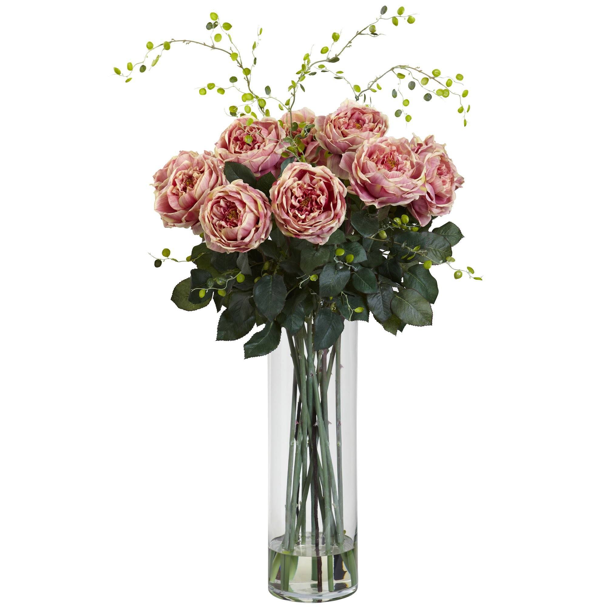 Giant Fancy Rose & Willow Arrangement 1358 Nearly Natural