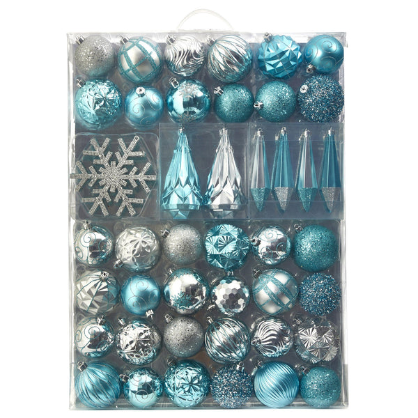 Holiday Shatterproof, 52 Count Christmas Tree Ornament Box Set, 80mm t ...