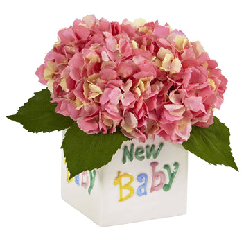 Hydrangea in New Baby Ceramic 1448 Nearly Natural
