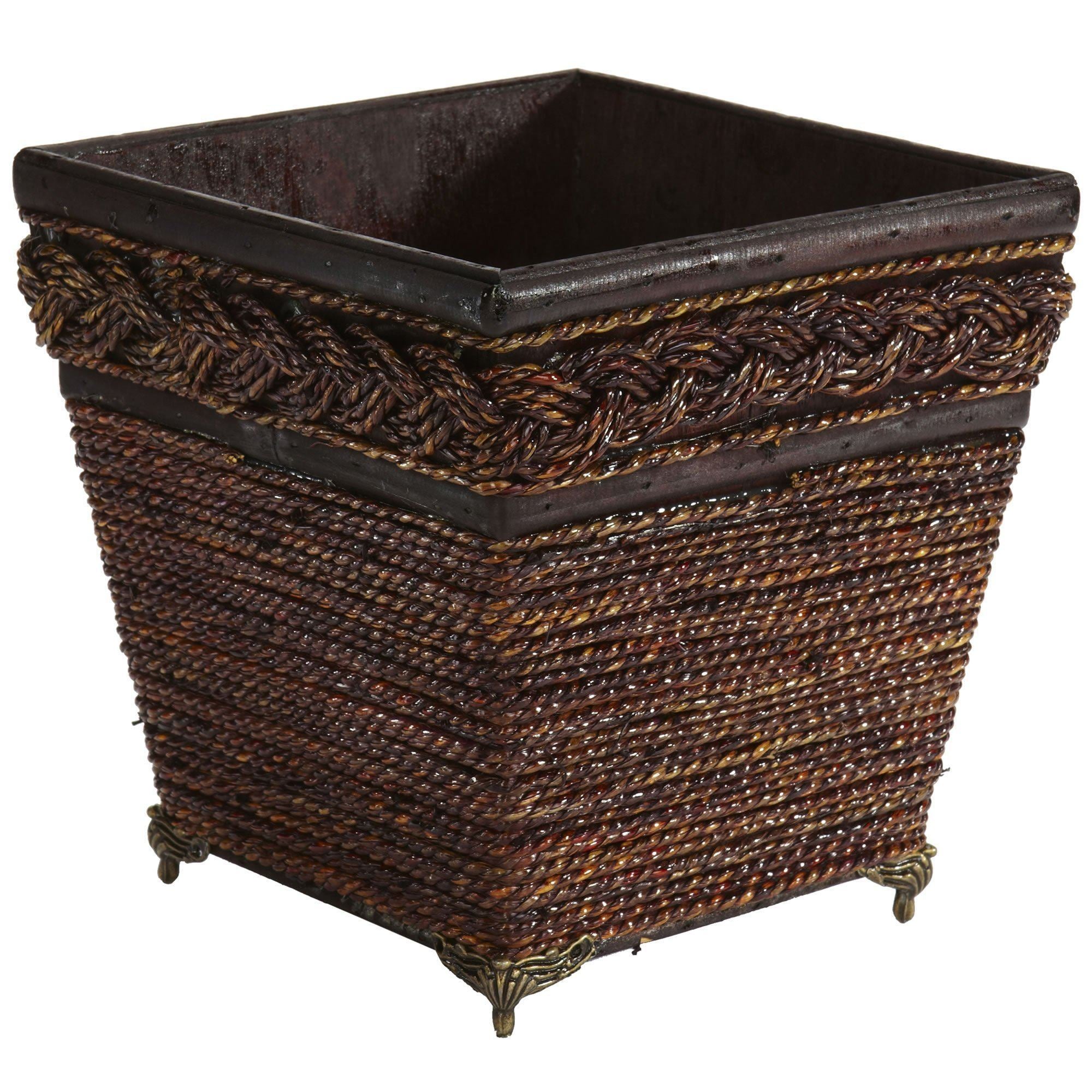 Lacquered Coiled Rope Decorative Planter | Nearly Natural