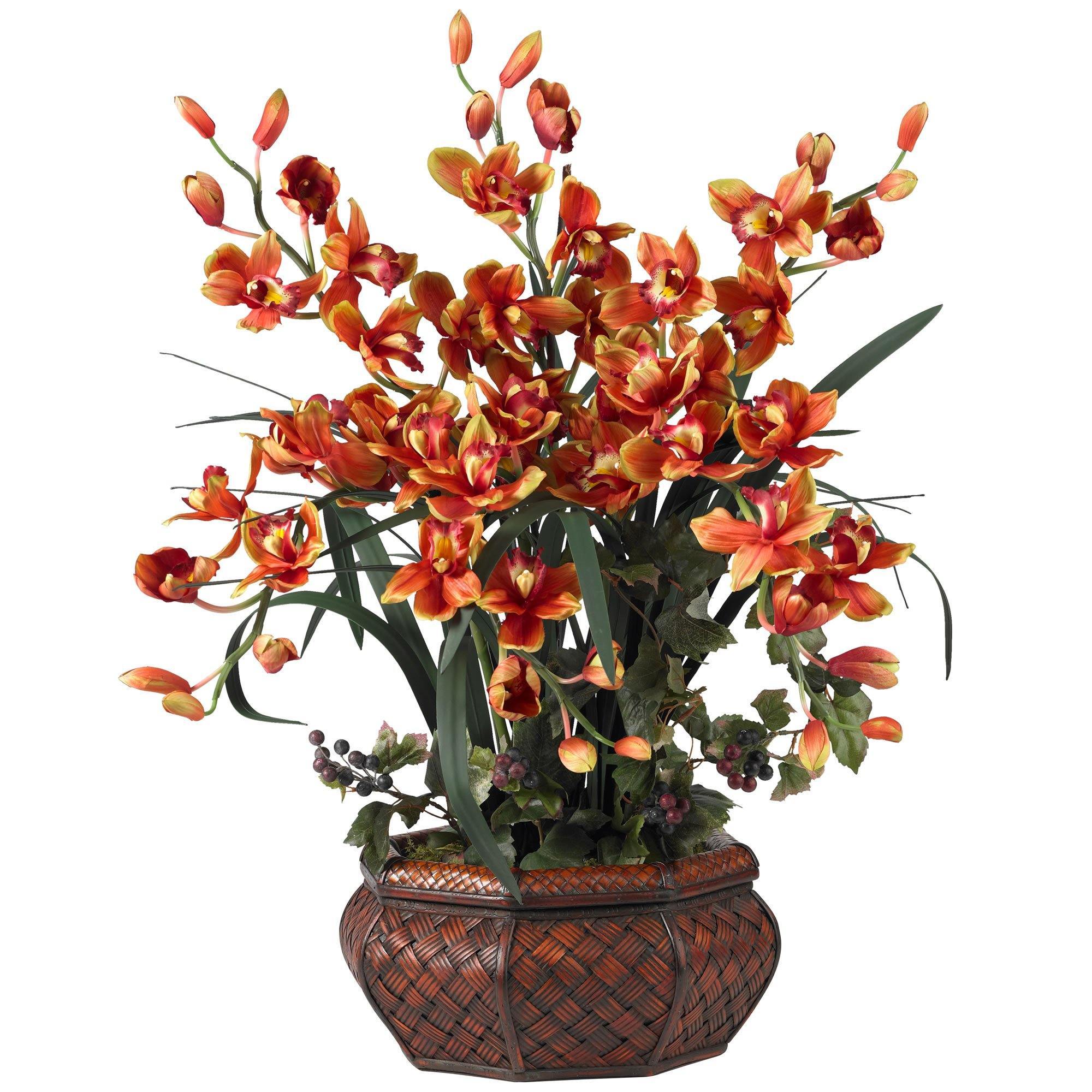 Large Cymbidium Silk Flower Arrangement 1199 Nearly Natural