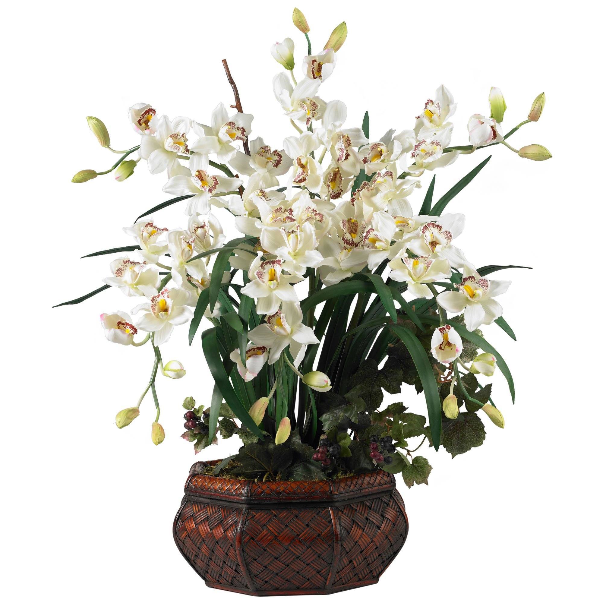 Large Cymbidium Silk Flower Arrangement 1199 Nearly Natural