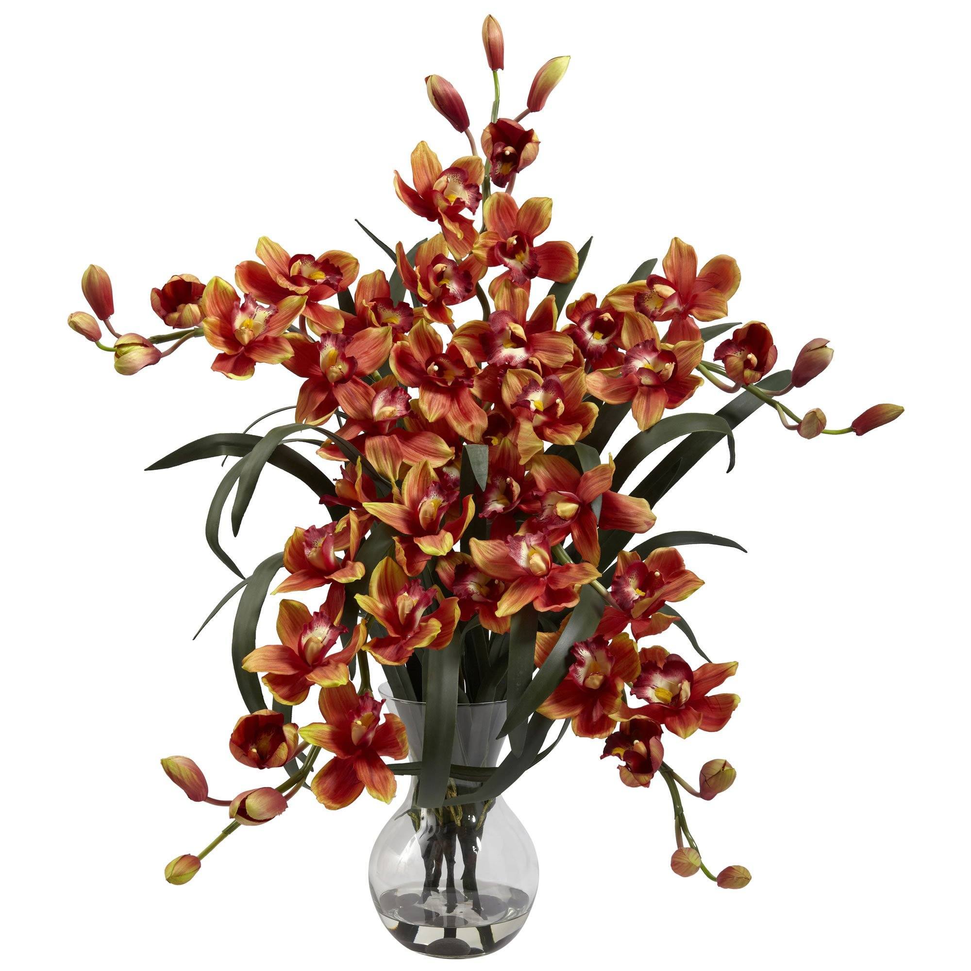 Large Cymbidium w/Vase Arrangement 1300 Nearly Natural