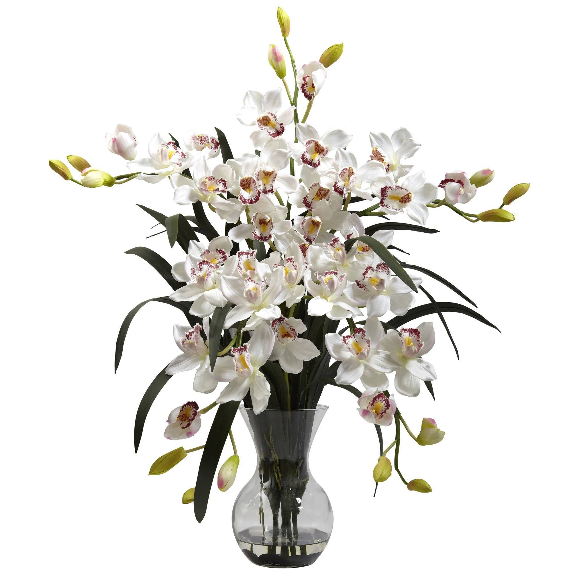 Large Cymbidium w/Vase Arrangement 1300 Nearly Natural