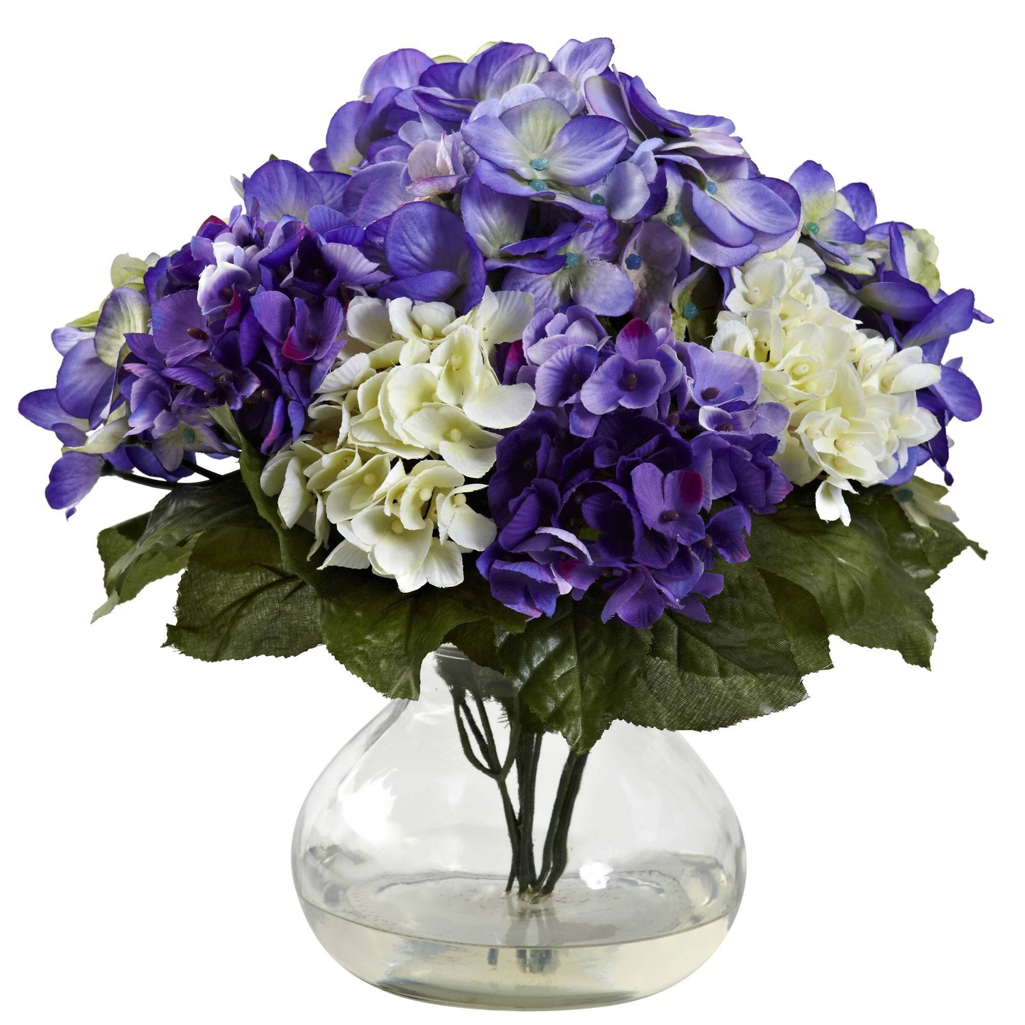 Mixed Hydrangea w/Vase 1364 Nearly Natural