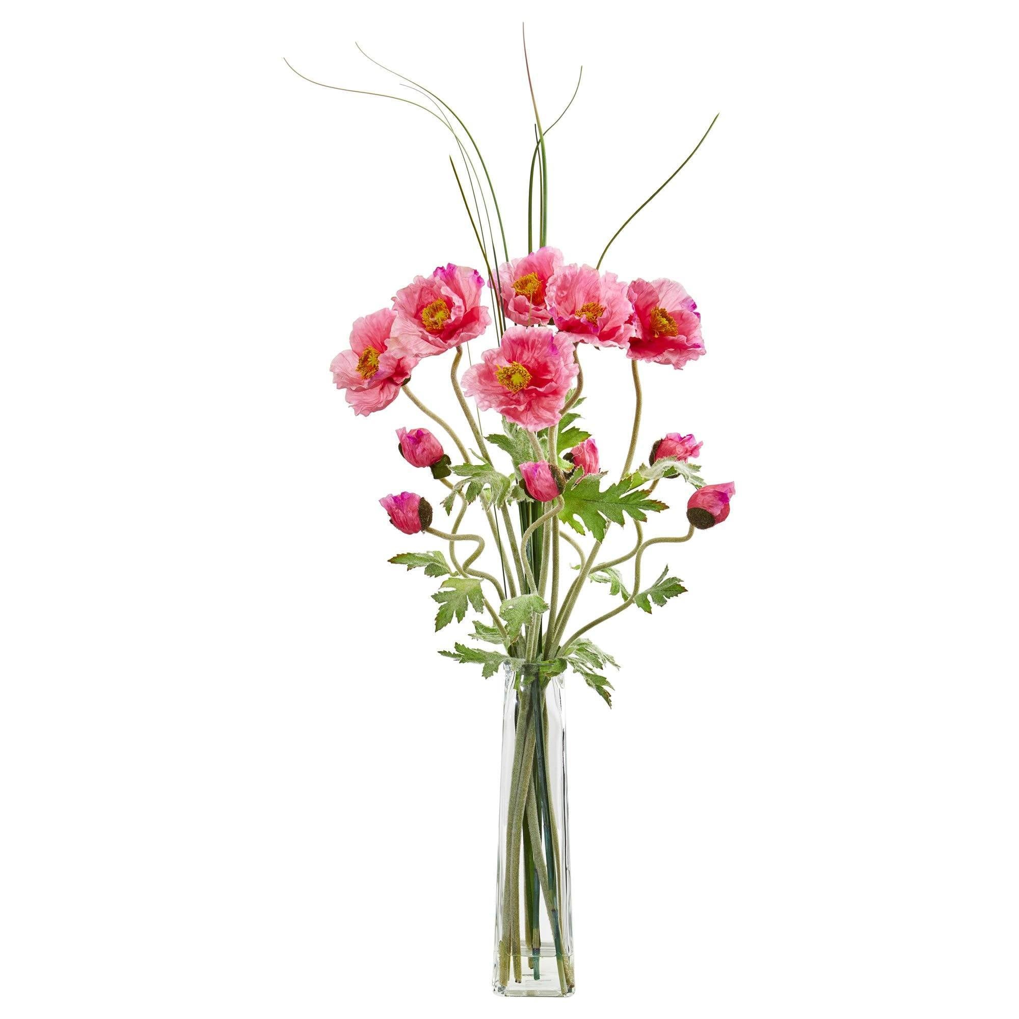 Poppy and Grass Artificial Arrangement 1566 Nearly Natural