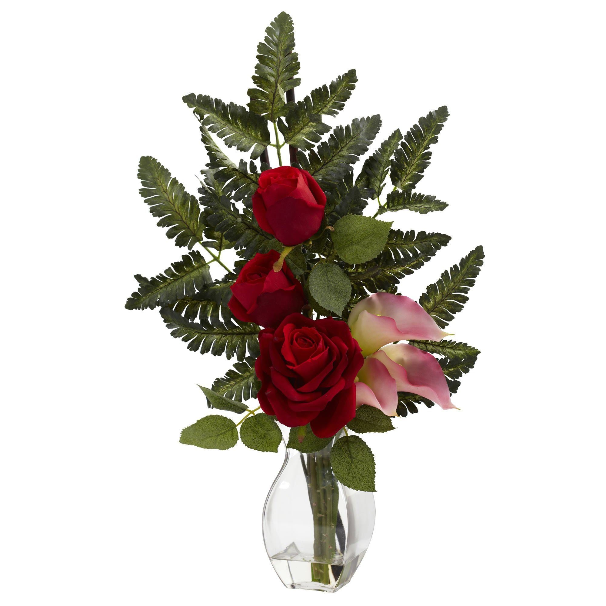 Rose & Calla w/Vase Arrangement 1306 Nearly Natural