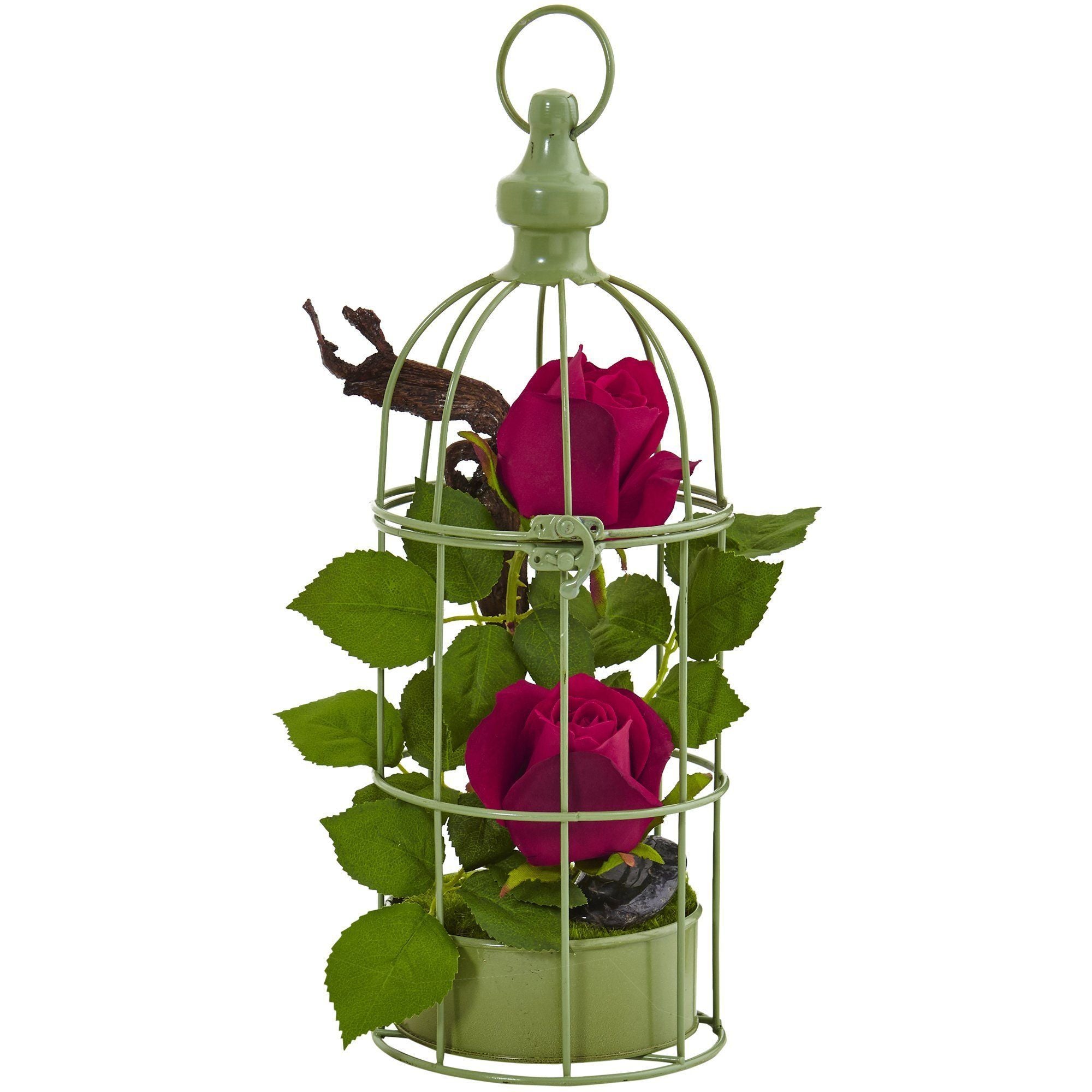 Roses Arrangement in Bird Cage | Nearly Natural
