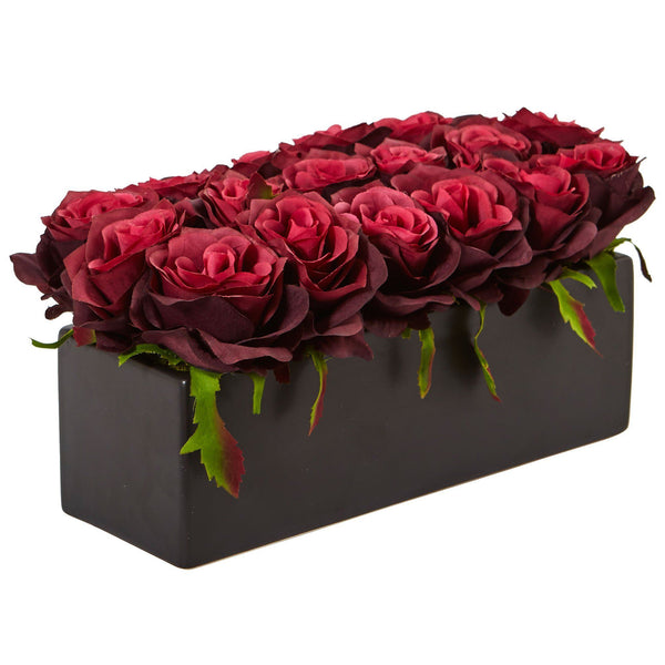 Roses in Rectangular Planter 1487 Nearly Natural