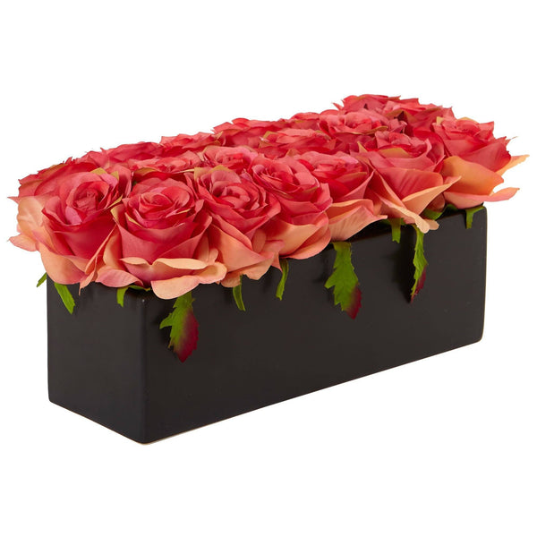 Roses in Rectangular Planter 1487 Nearly Natural
