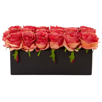 Roses in Rectangular Planter 1487 Nearly Natural