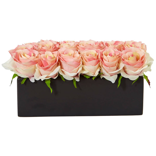 Roses in Rectangular Planter 1487 Nearly Natural