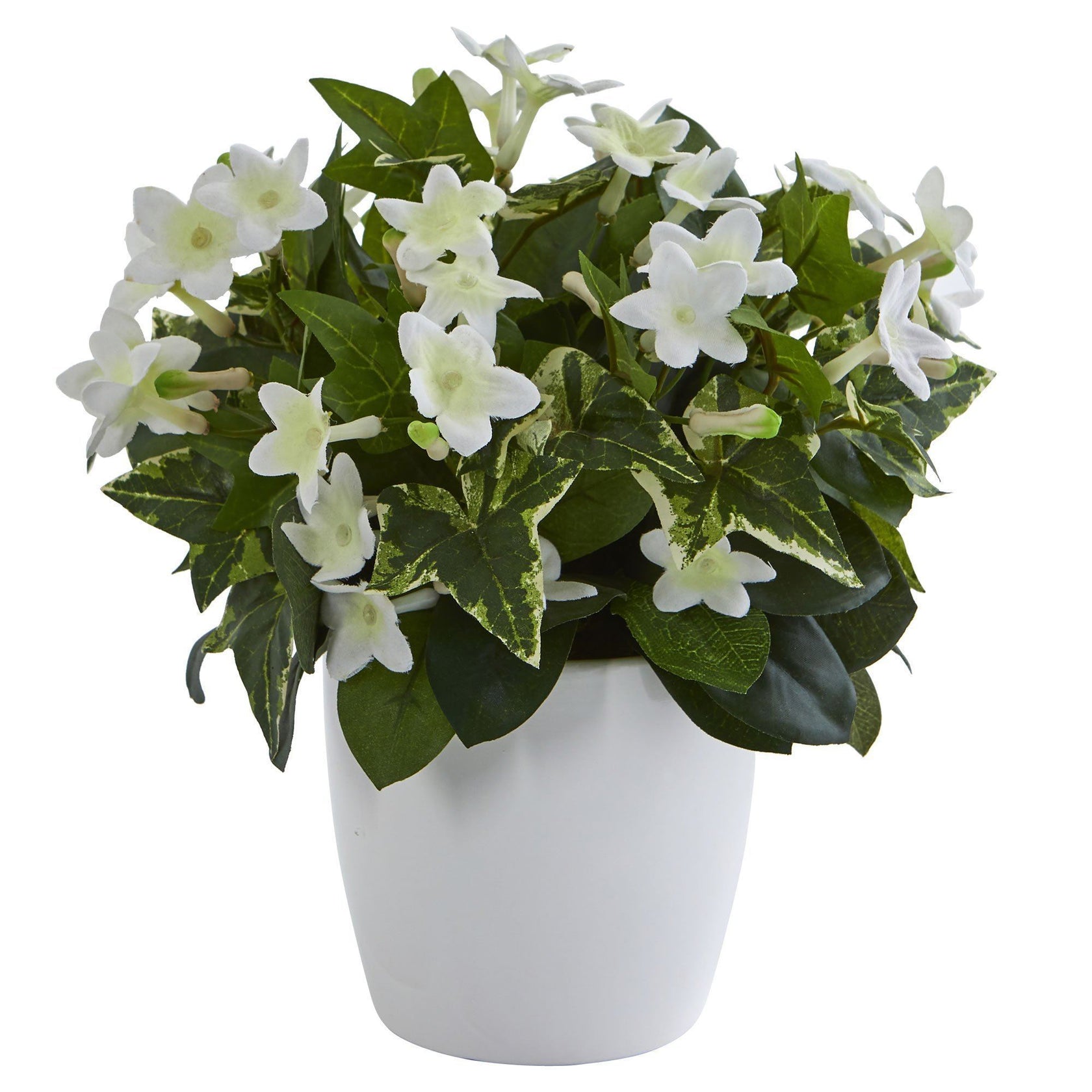 Stephanotis Artificial Plant in White Vase | Nearly Natural