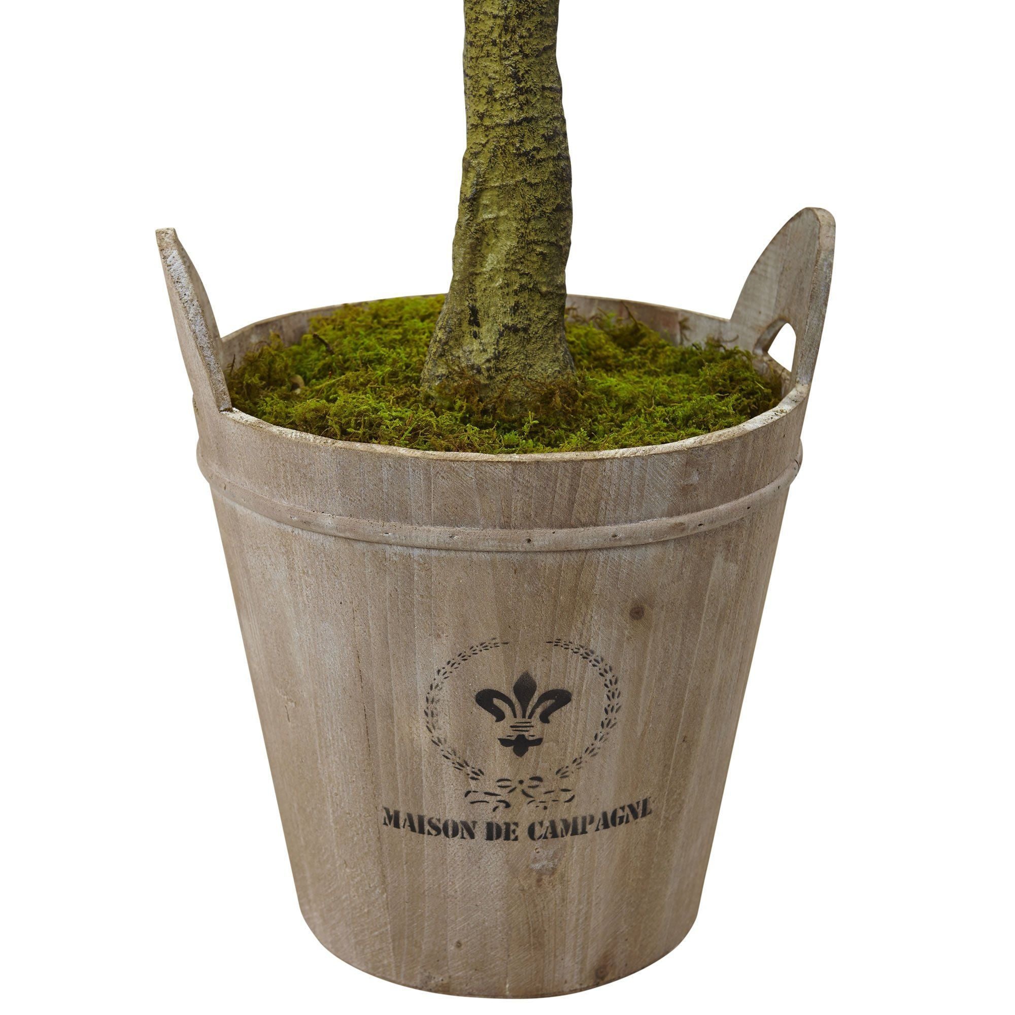 Sweet Bay Topiary with Farmhouse Planter | Nearly Natural