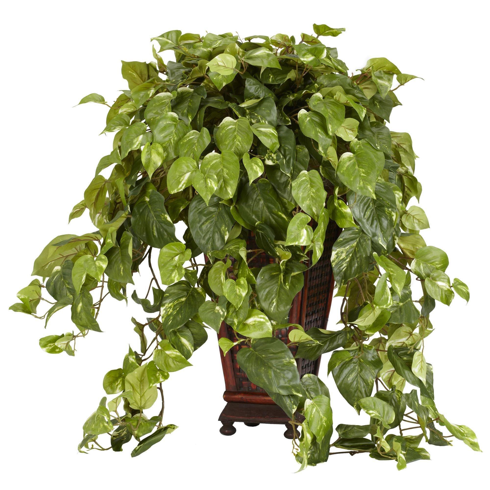 Vining Pothos w/Decorative Vase Silk Plant | Nearly Natural